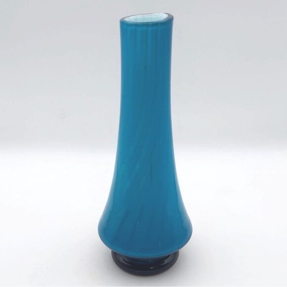 Vintage | Accents | Vintage Mcm Hand Blown Cased Glass Blue White Swirl ...
